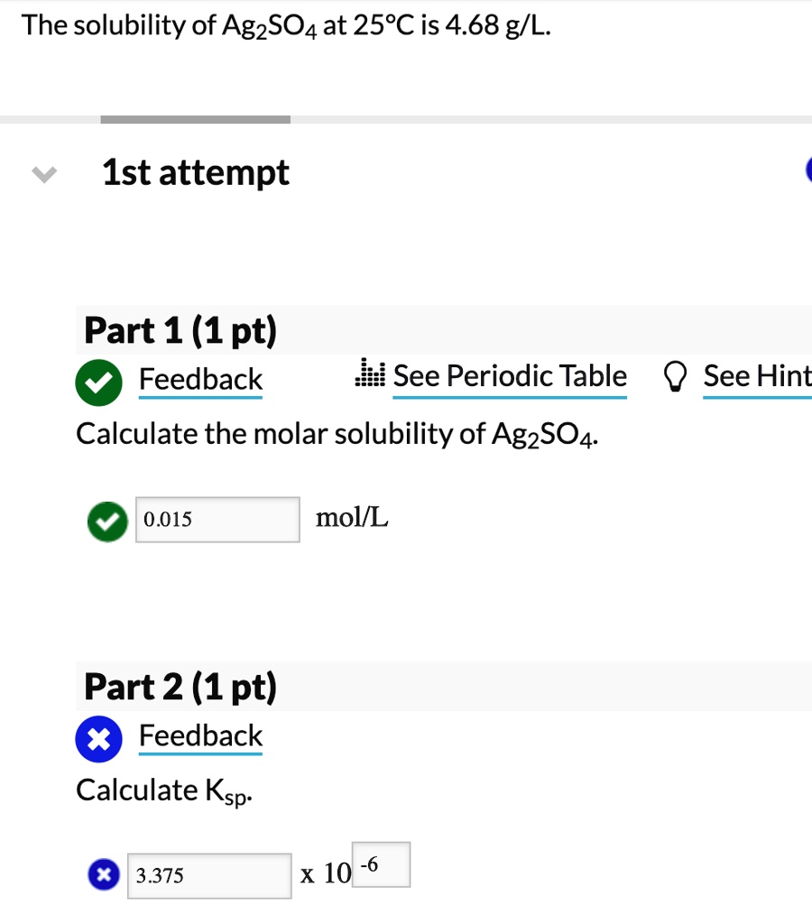 the solubility of agzso4 at 258c is 468 gl 1st attempt part 1 1 pt feedback see periodic table ...
