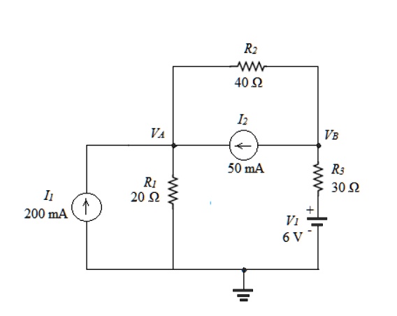 Solved Using The Node Voltage Method Determine The Voltages V A And V B In The Circuit Shown