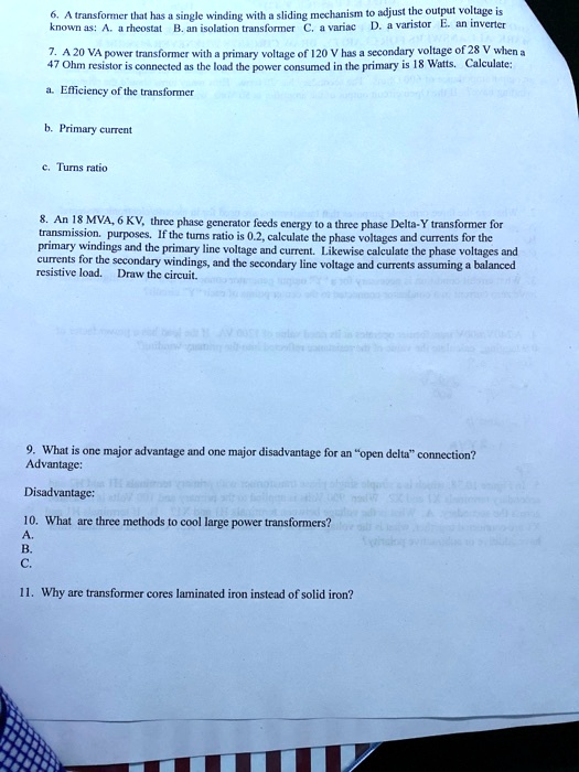 SOLVED: a. Efficiency of the transformer b. Primary current c. Turns ratio For transmission ...