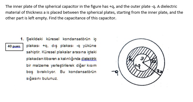 SOLVED:The inner plate of the spherical capacitor in the figure has+4 ...