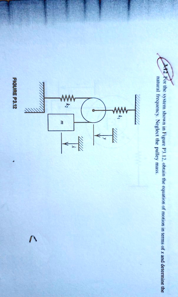 SOLVED: Figure P3.12: Natural Frequency - Neglecting Pulley Mass For ... SOLVED: Figure P3.12: Natural Frequency - Neglecting Pulley Mass For ...