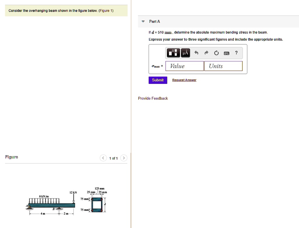 SOLVED: Consider the overhanging beam shown in Figure 1. Part A: If d = 510 mm, determine the ...