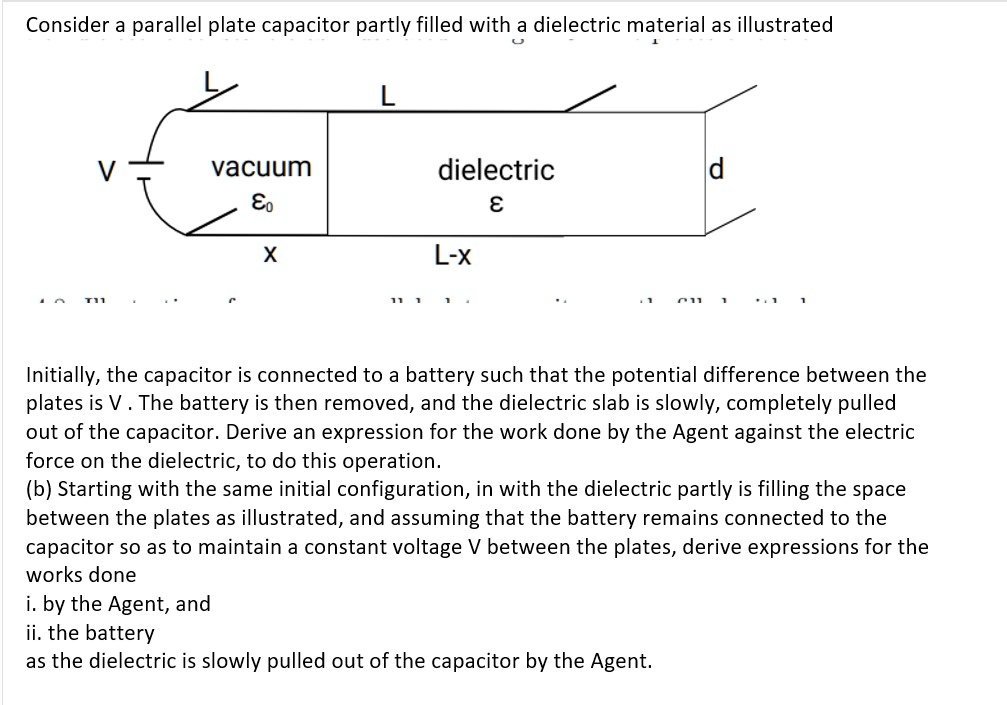 Consider a parallel plate capacitor partly filled with a dielectric ...