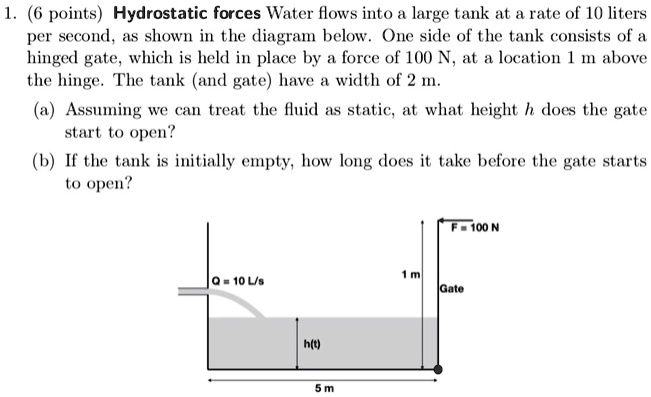 SOLVED: Water flows into a large tank at a rate of 10 liters per second ...