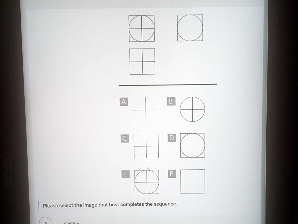 A B C D E F Please select the image that best completes the sequence ...