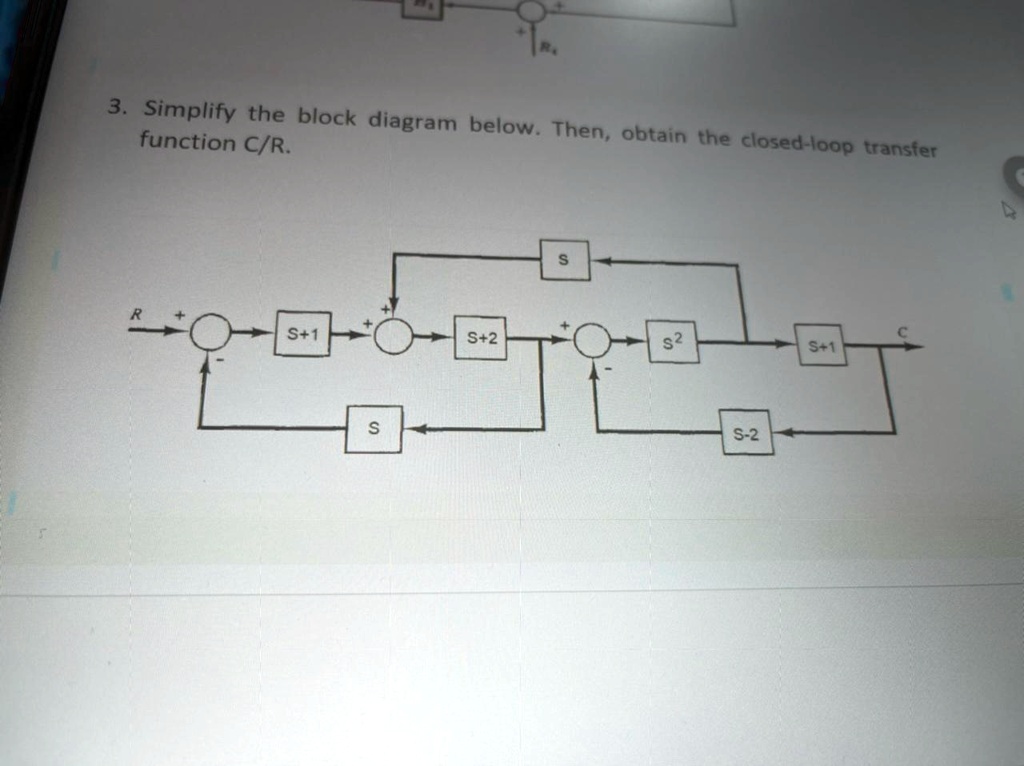 SOLVED: 3. Simplify the block diagram below. Then, obtain the closed ... SOLVED: 3. Simplify the block diagram below. Then, obtain the closed ...