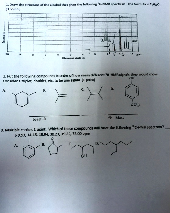 SOLVED: Draw the structure of the alcohol that gives the following 'H ...