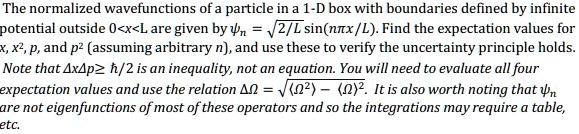 Solved The Normalized Wavefunctions Ofa Particle In A 1 D Box With