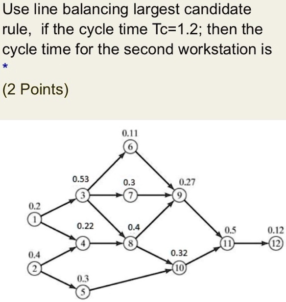 use line balancing largest candidate rule if the cycle time tc12 then the cycle time for the ...