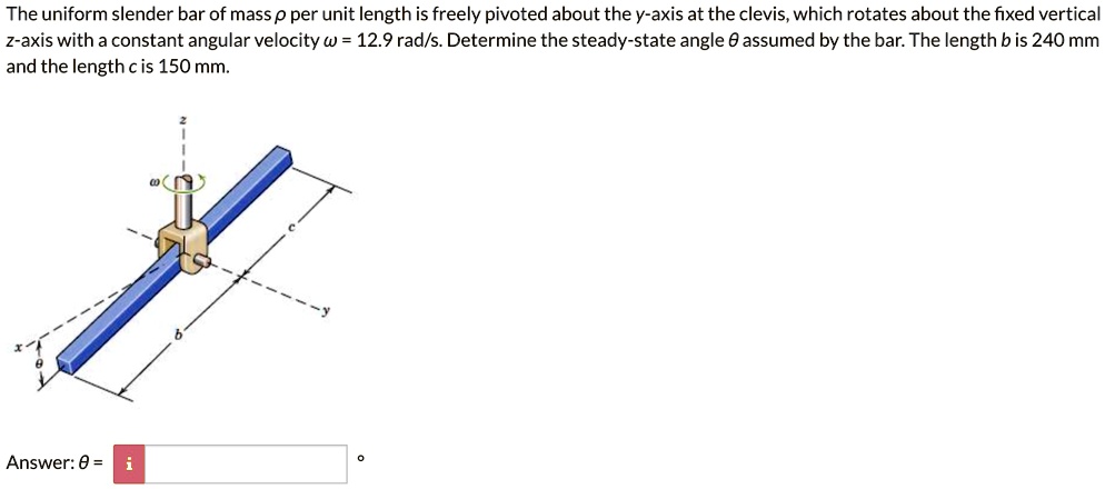 SOLVED: The uniform slender bar of mass p per unit length is freely ...