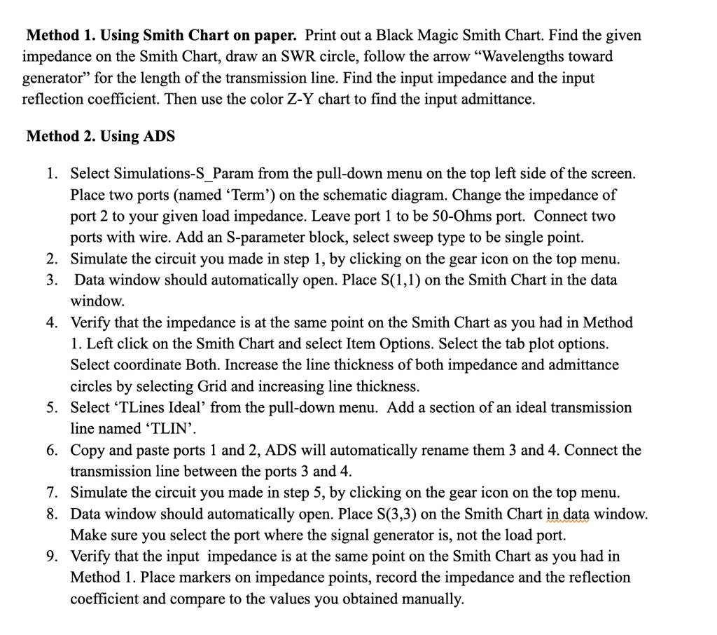 Method 1. Using Smith Chart on paper. Print out a Black Magic Smith ...
