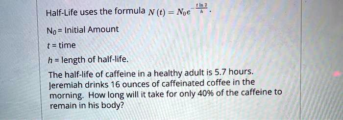 half life uses the formula n t noe no initial amount t time h length of ...