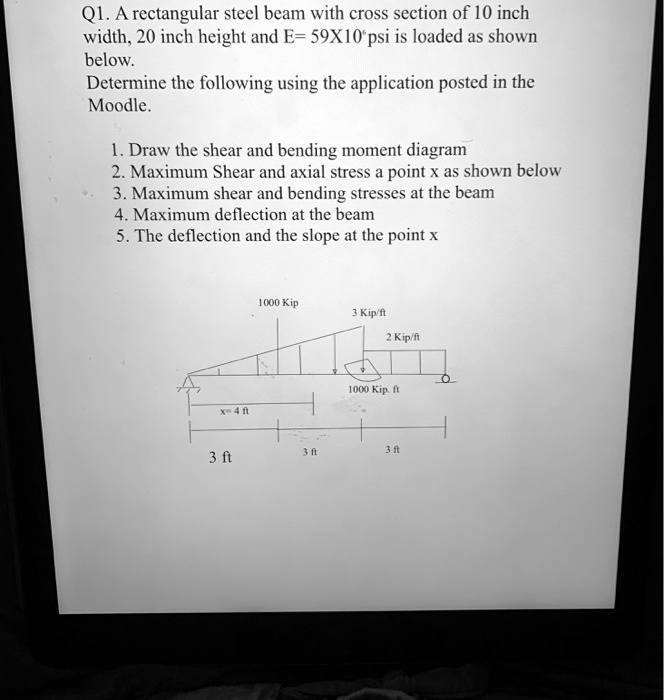 SOLVED: Ql.A rectangular steel beam with cross section of 10 inch width ...