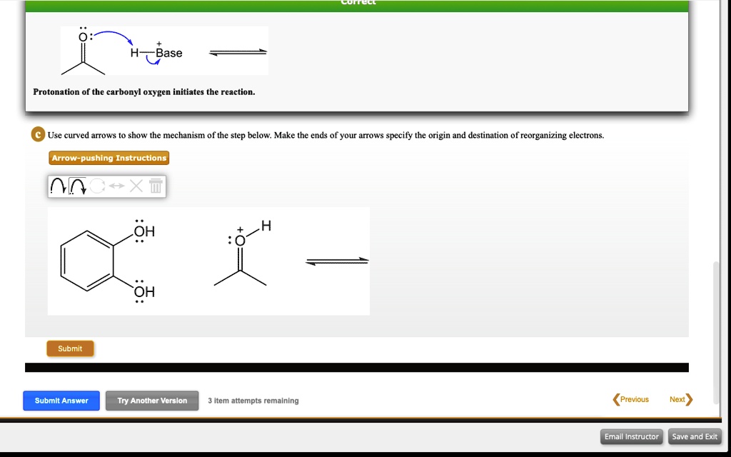 SOLVED: H-(Base Protonation of the carbonyl oxygen initiates the ...