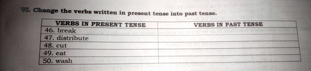SOLVED: Change the verbs written in present tense into past tense ...