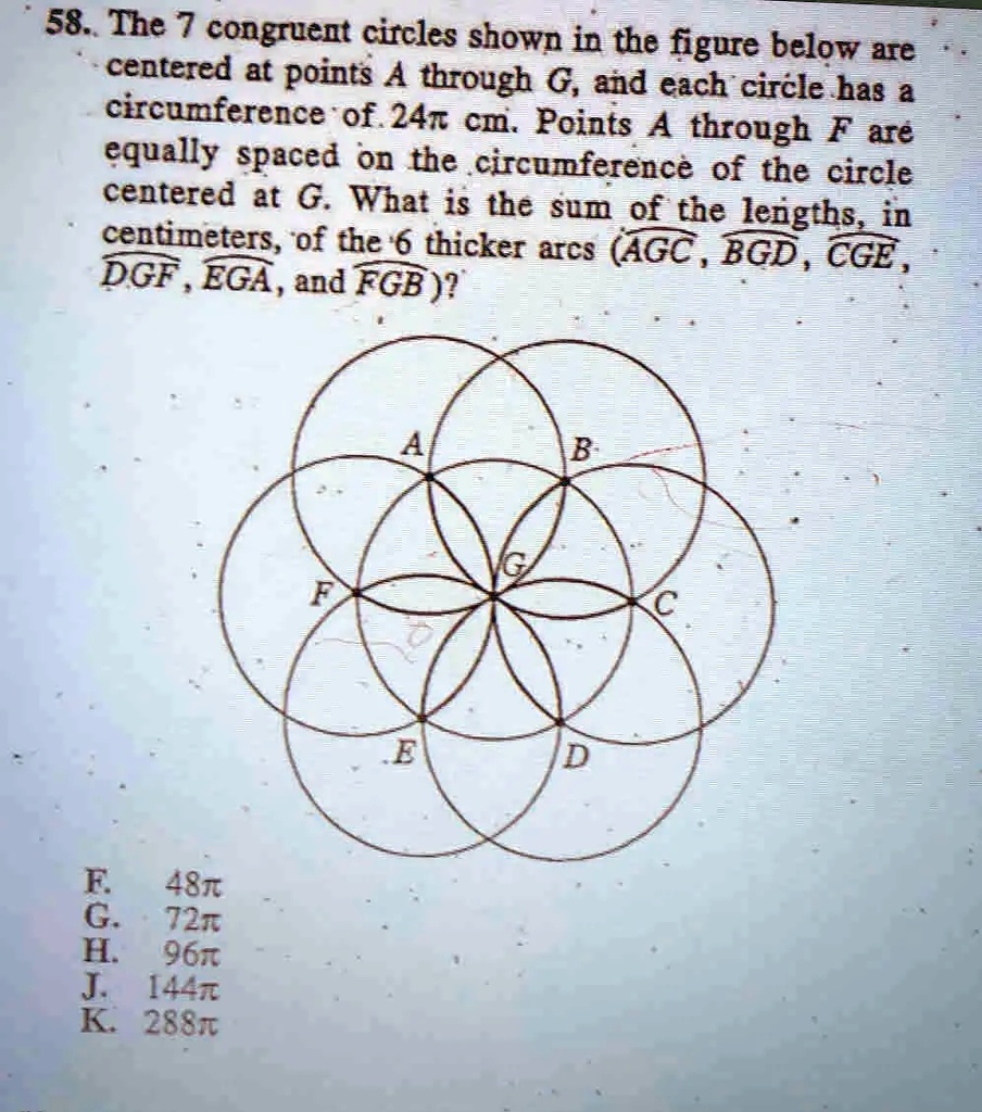 58. The 7 congruent circles shown in the figure below are...