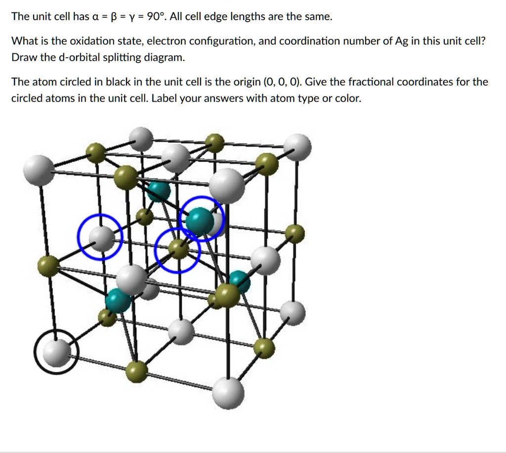 SOLVED: The unit cell has a = B = Y = 909. All cell edge lengths are ...