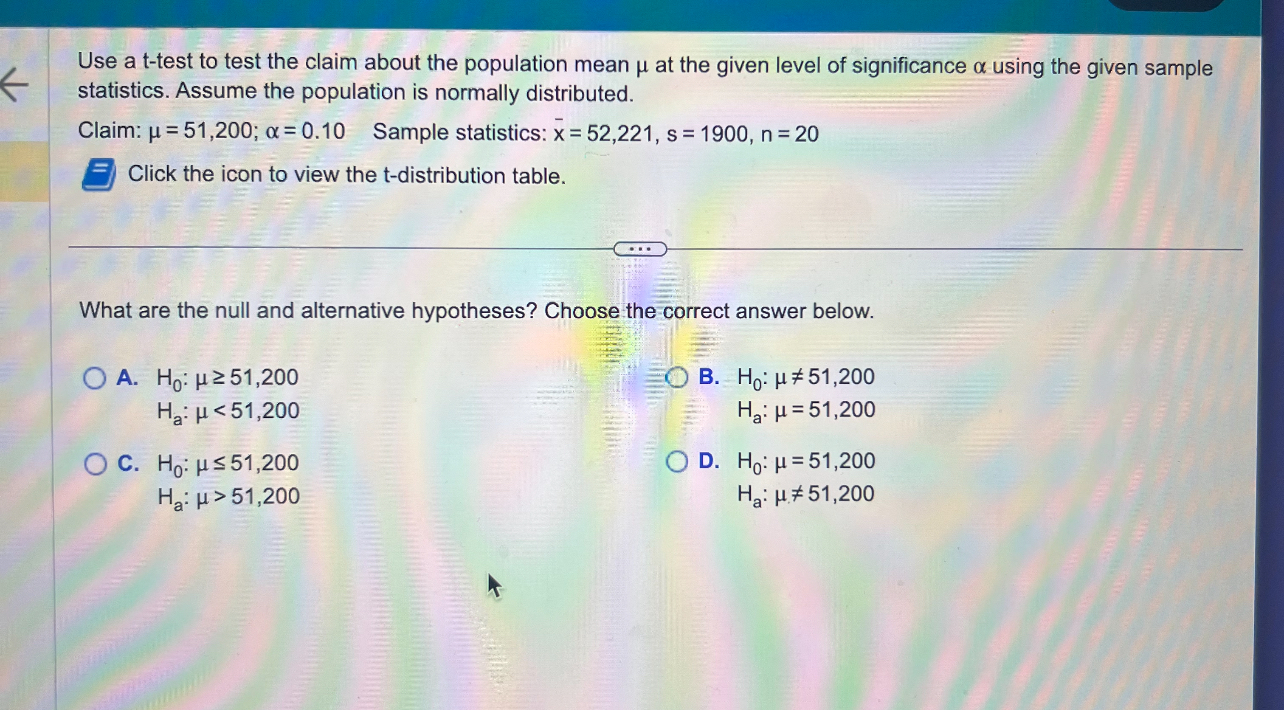 use a t test to test the claim about the population mean mu at the ...