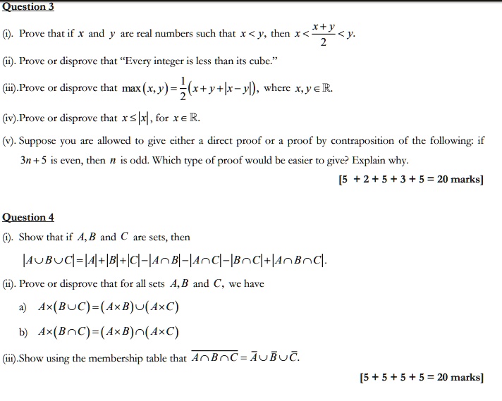 SOLVED: Question 3 Prove that il x and real numbers such that x