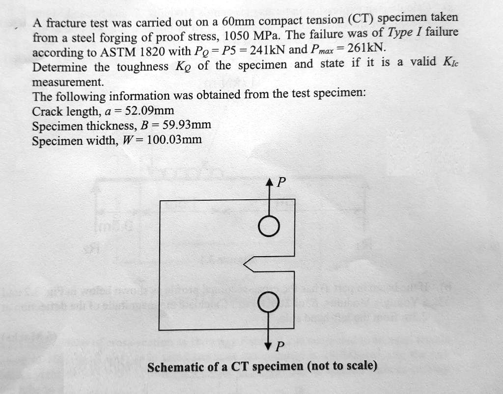 A fracture test was carried out on a 60mm compact tension (CT) specimen ...