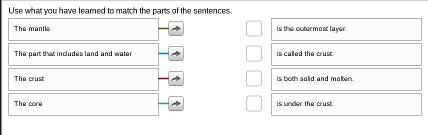 Use what you have learned to match the parts of the sentences. The ...