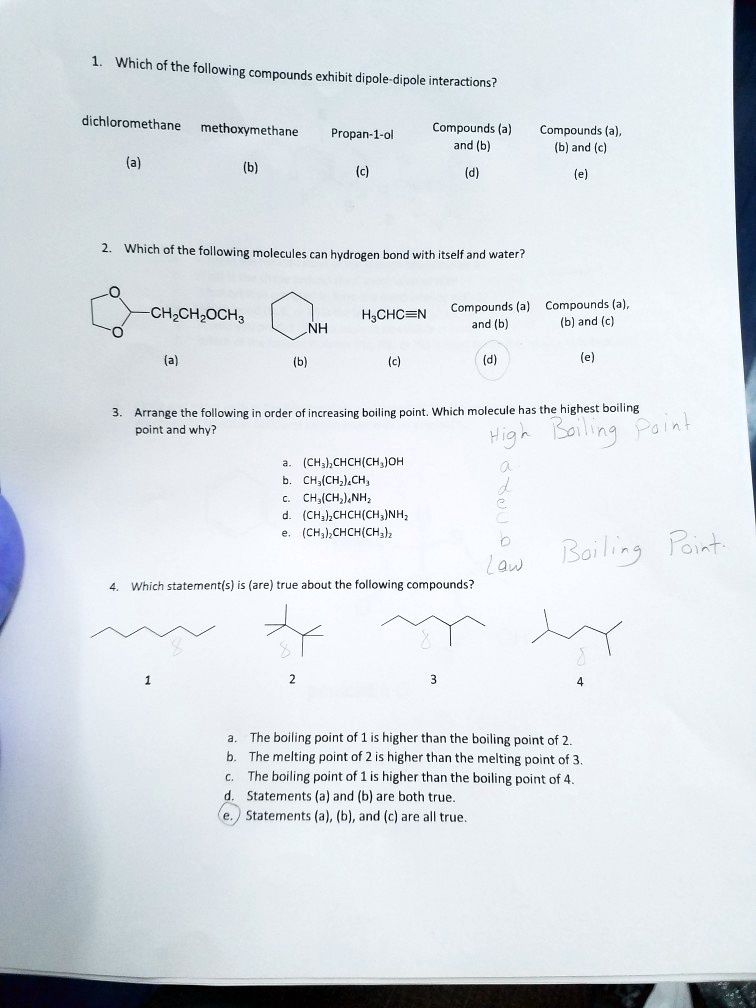 SOLVED: Which of the following = compounds exhibit dipole dipole ...