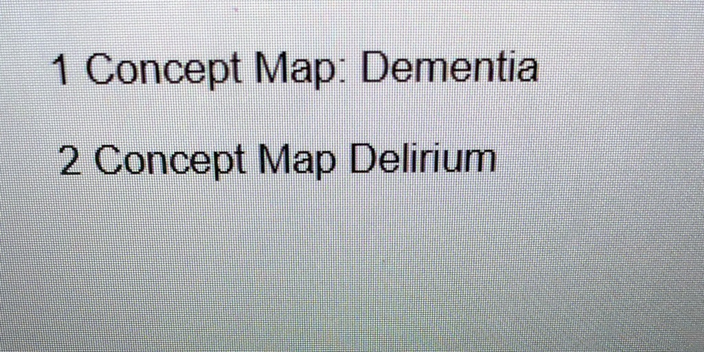 mental health 1 concept map dementia 2 concept map delirium 58112