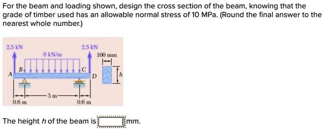 SOLVED: For the beam and loading shown, design the cross section of the beam, knowing that the ...