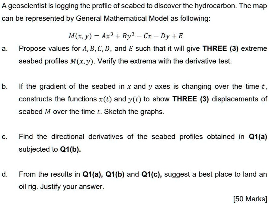 SOLVED: A geoscientist is logging the profile of seabed to discover the ...