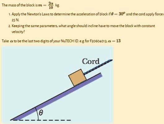 SOLVED: Themass ofthe blockism= kcg 10 1.Apply the Newton's Laws to ...
