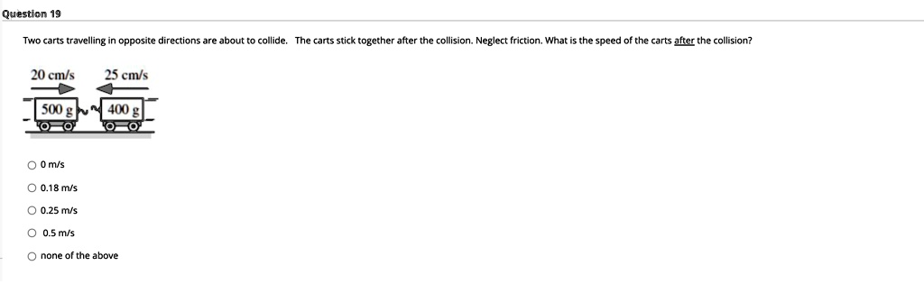SOLVED: Question 19: Two carts traveling in opposite directions are about to collide. The carts ...