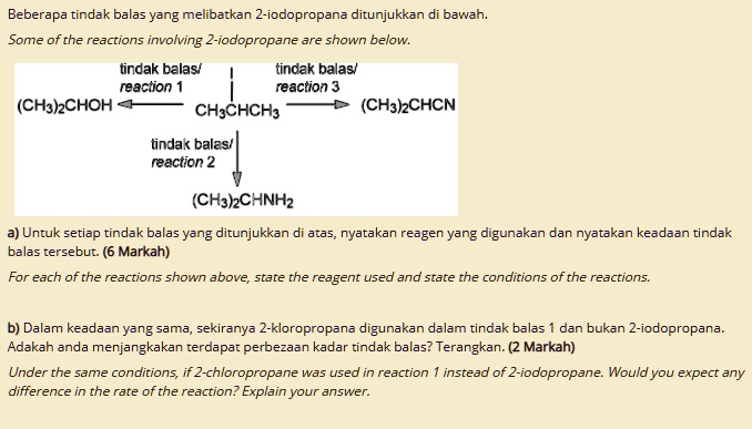 SOLVED: Some of the reactions involving 2-iodopropane are shown below ...