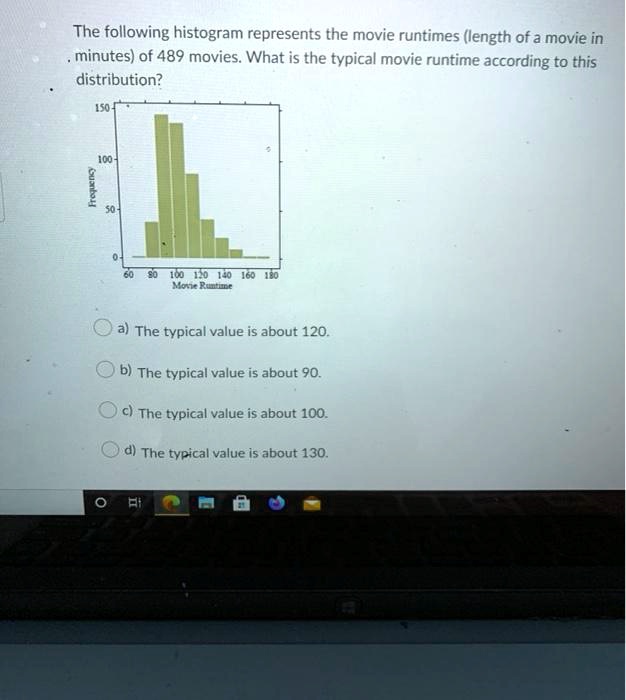 the following histogram represents the movie runtimes length of a movie ...
