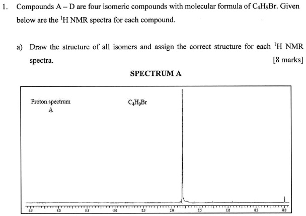SOLVED: Compounds A - There are four isomeric compounds with a molecular formula of C4H9Br ...