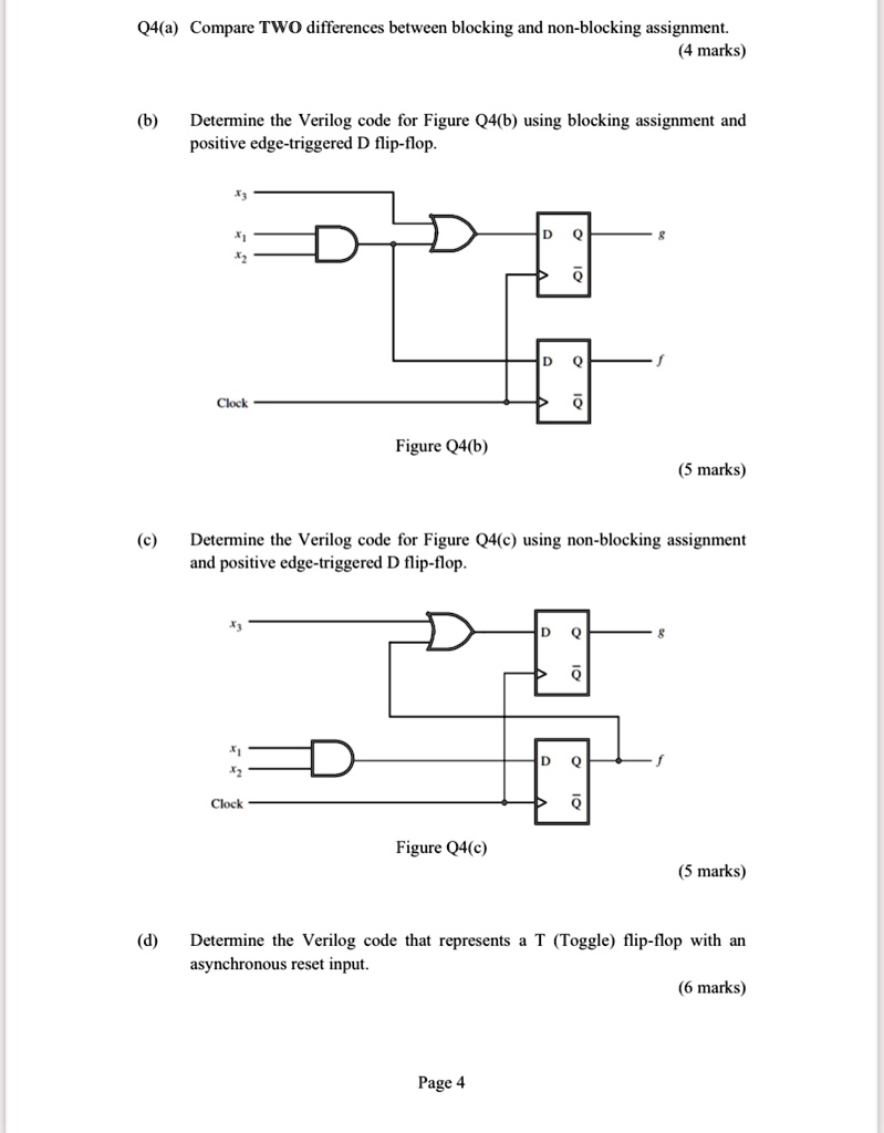 Solved Q4a Compare Two Differences Between Blocking And Non Blocking Assignment 4 Marks B 1314