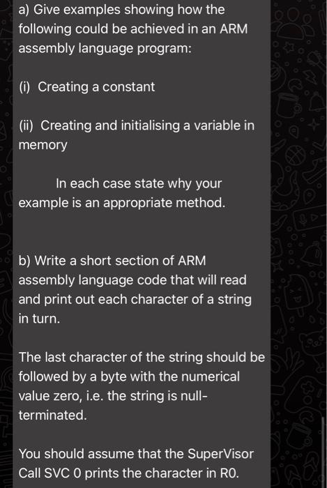 SOLVED: a) Give examples showing how the following could be achieved in ...