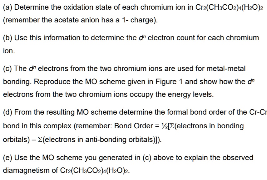 SOLVED: (a) Determine the oxidation state of each chromium ion in Crz ...