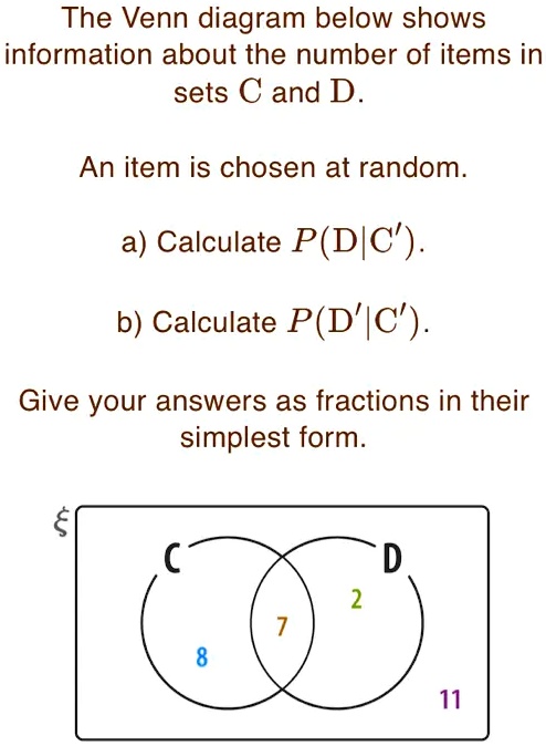 The Venn diagram below shows information about the number of items in ...