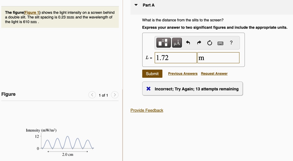 SOLVED: The figure(Figure 1) shows the light intensity on a screen ...
