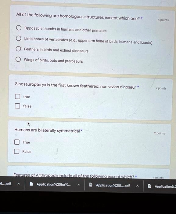 SOLVED: All of the following are homologous structures except which one ...