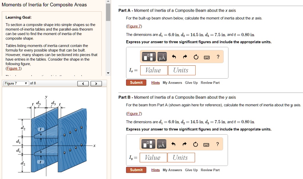 SOLVED: Moments of Inertia for Composite Areas Part A - Moment of ...