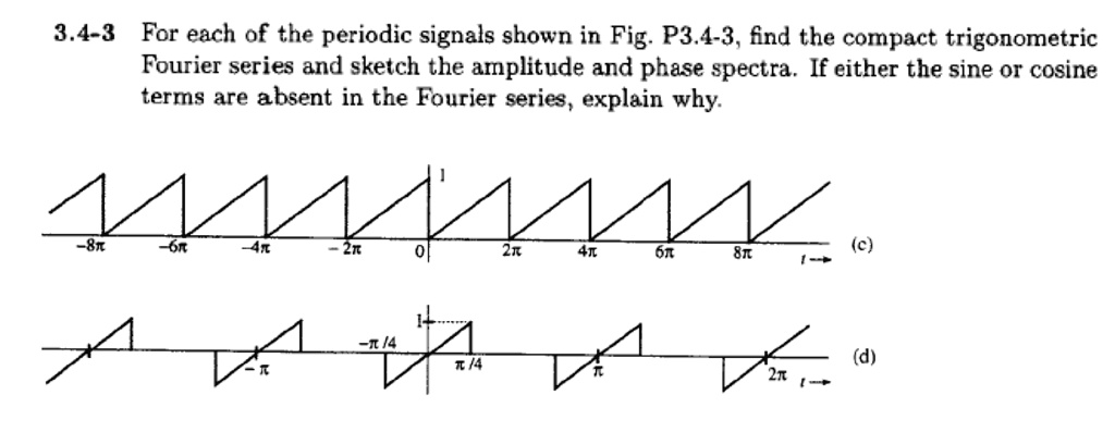 3.4-3 For each of the periodic signals shown in Fig. P3.4-3, find the ...