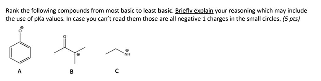 SOLVED: Rank the following compounds from most basic to least basic ...