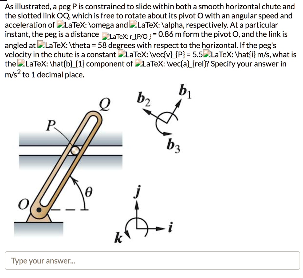 As illustrated, a peg P is constrained to slide within both...