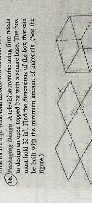 SOLVED: 16. Packaging Design A television manufacturing firm needs to ...