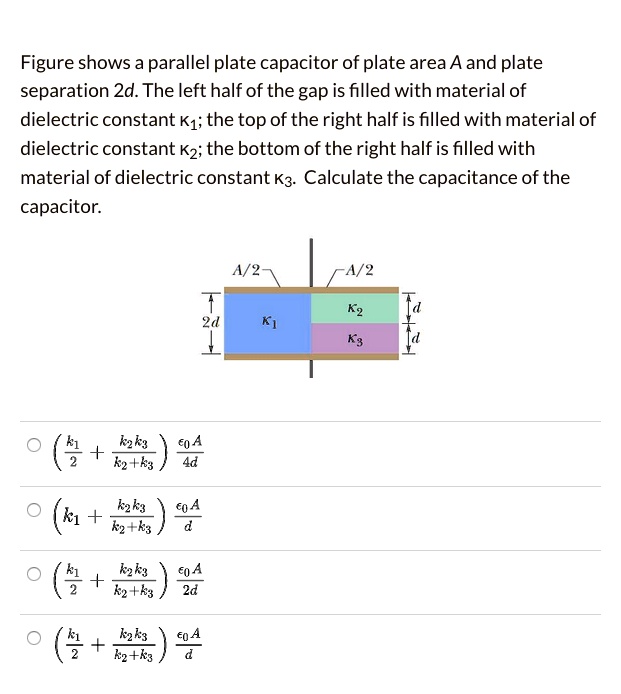figure shows a parallel plate capacitor of plate areaa and plate separation 2d the left half of ...