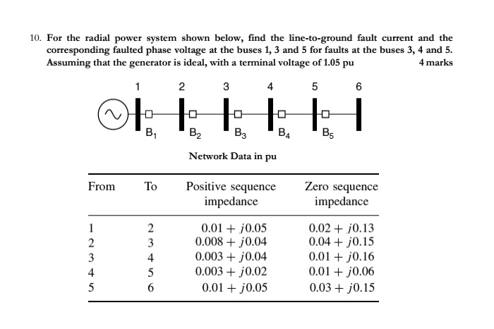 10. For the radial power system shown below, find the line-to-ground ...