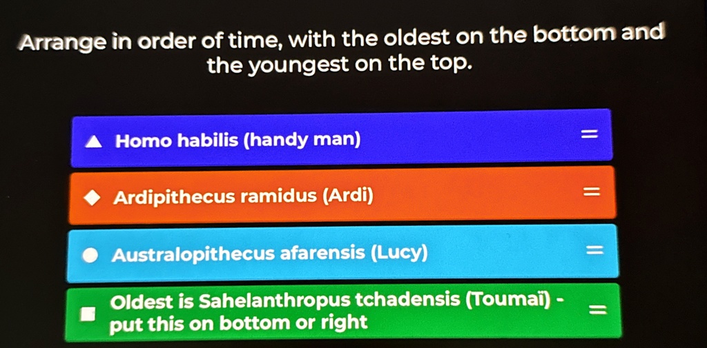 arrange in order of time with the oldest on the bottom and the youngest ...