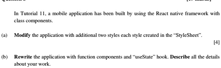 Solved Tutorial 11 Source Answer Code Import React Component From React Import Text View
