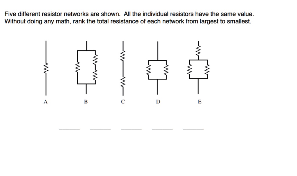 SOLVED: Five different resistor networks are shown AII the individual ...